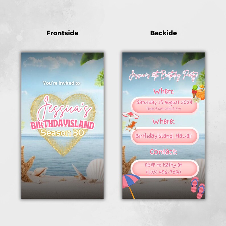 Editable Island Birthday Invitation Template, Tropical Birthday Party ...