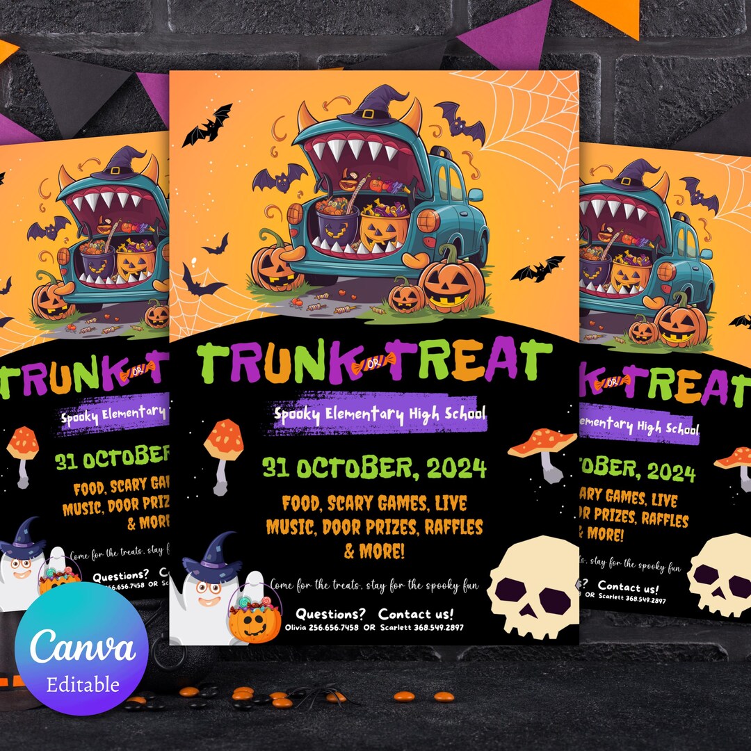 Trunk or Treat Flyer, Trunk or Treat Templates for School or Church ...