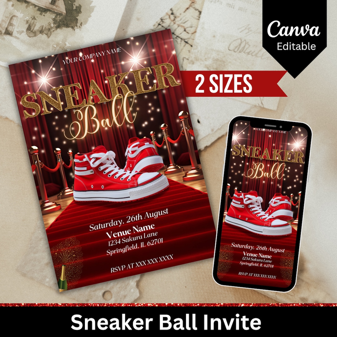 Sneaker Ball Birthday Invite, Printable Sneaker Ball Invite, Sneaker ...