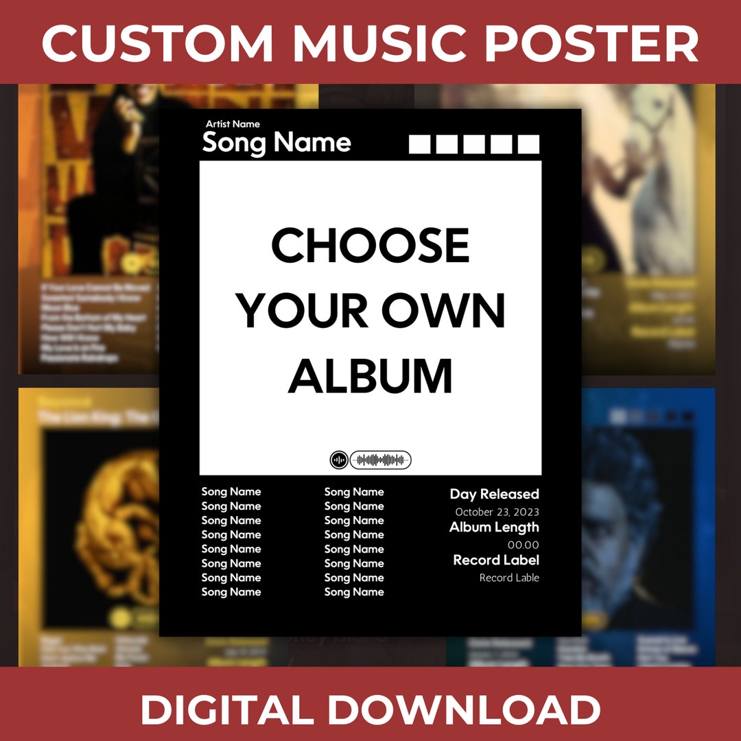 Choose Your Own Album Poster, Custom Album Poster, Personalized Album ...