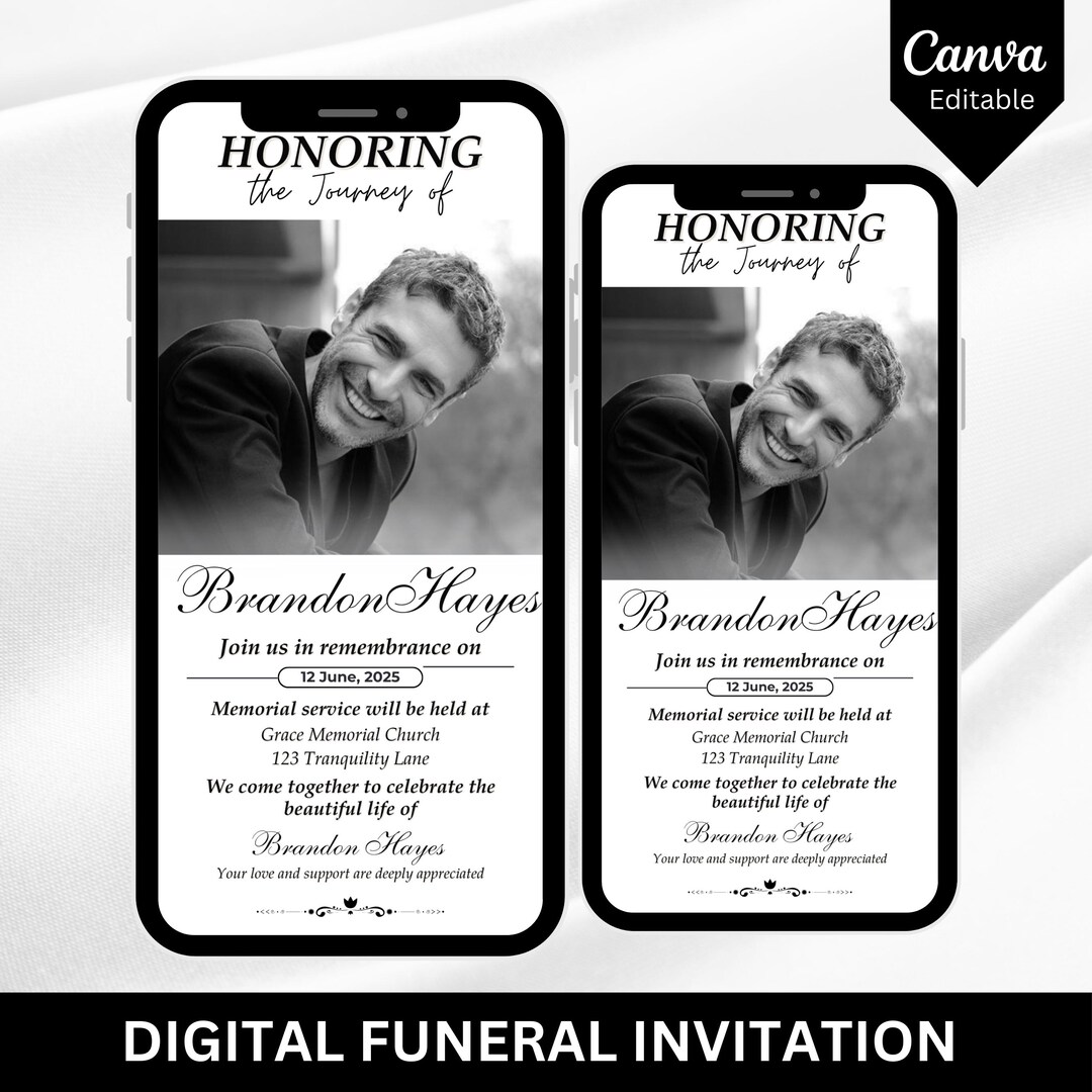Invitación digital a funeral, invitación telefónica para celebrar la ...