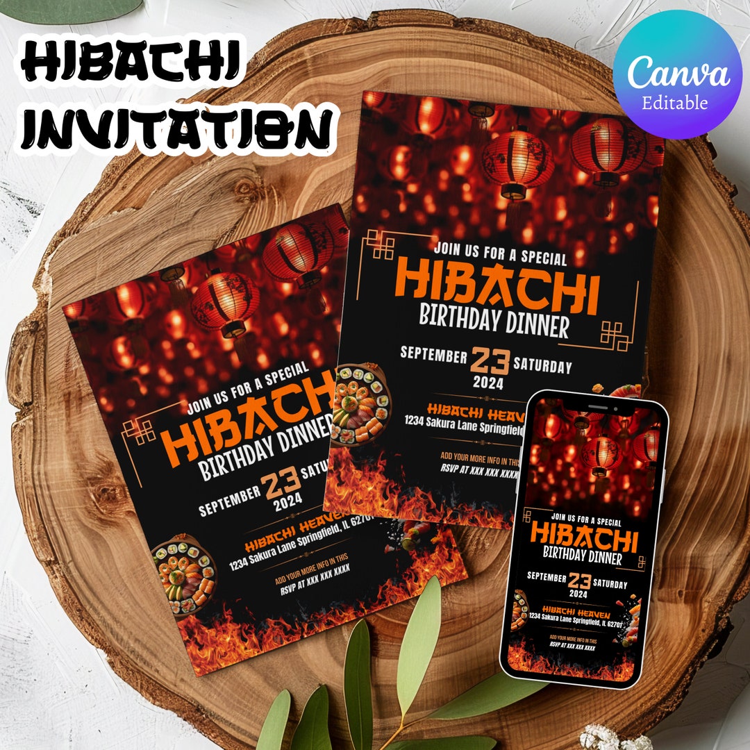 Hibachi Birthday Dinner Invitation, Printable Hibachi Party Invite ...