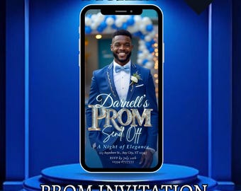 Prom Send off Party Invitation, Prom Senior Blue Theme Invite, Prom ...
