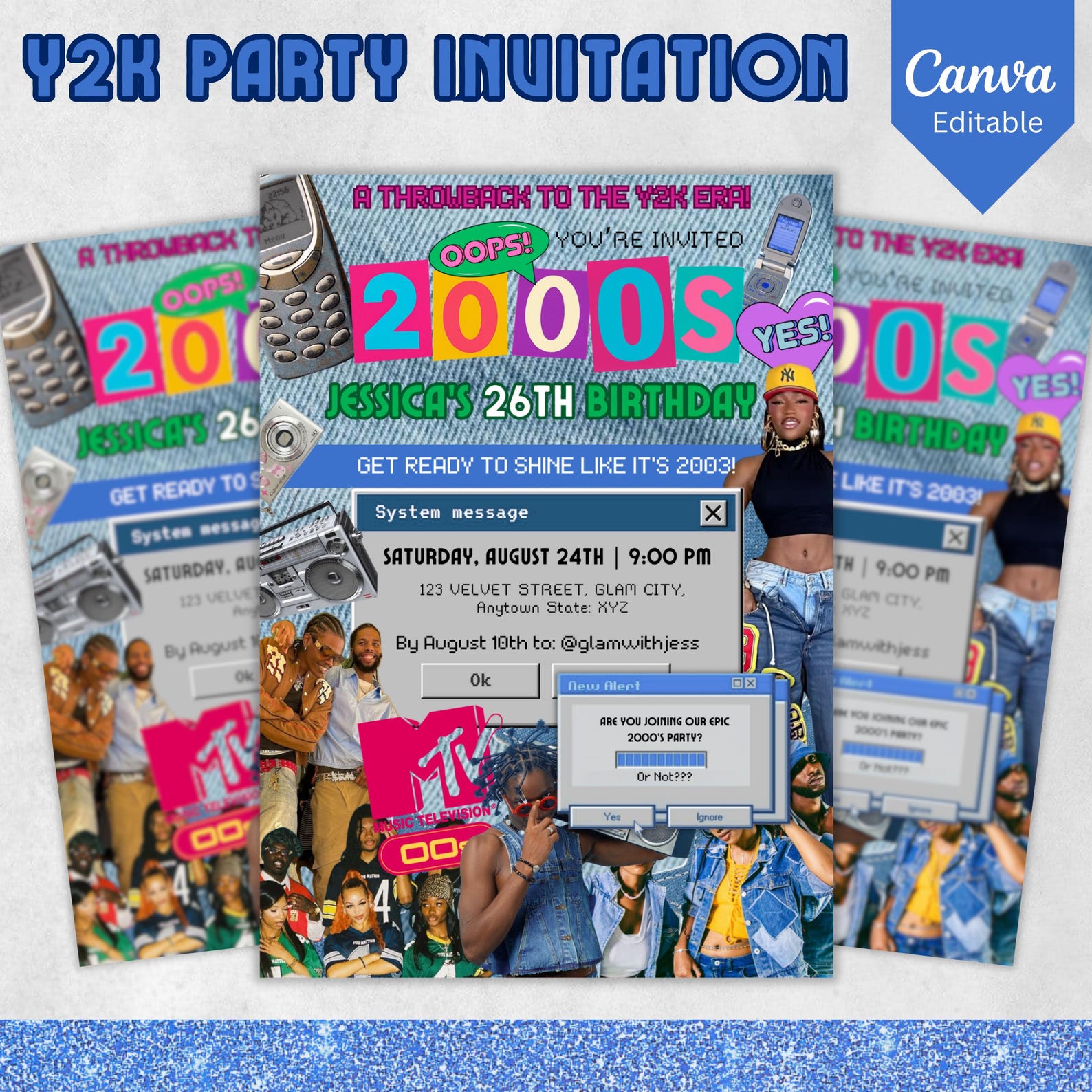 Y2K Party Invitation, Y2K Birthday Invitation, Early 2000s Themed ...