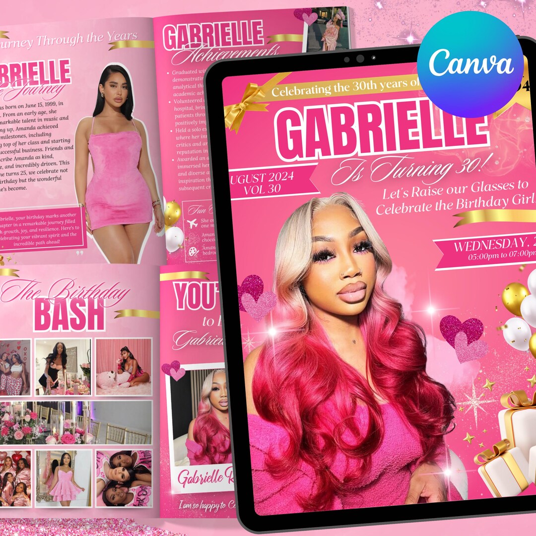 Editable Magazine Birthday Invitation Template, Birthday Magazine Canva ...