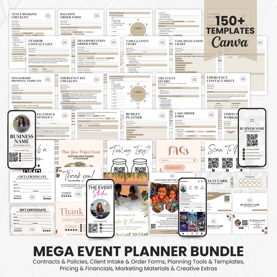 150 Event Planner Service Bundle, Event Planner Contract Agreement Form ...