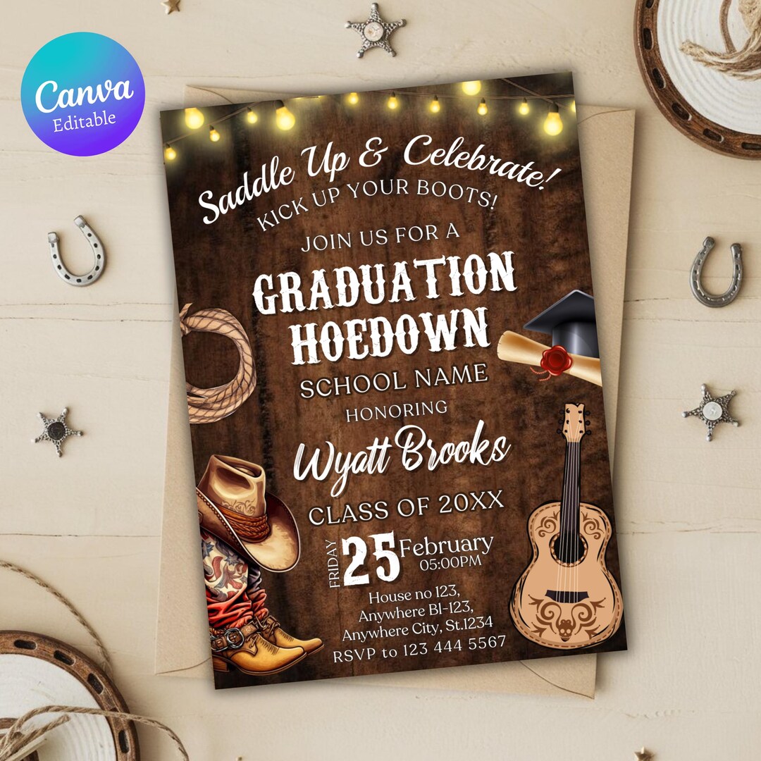 Western Graduation Invitation, Western Invitation, Grad Invitation ...