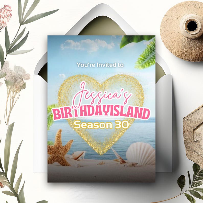 Editable Island Birthday Invitation Template, Tropical Birthday Party ...