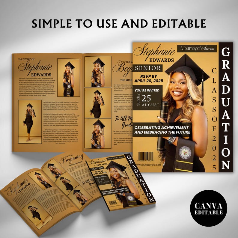 Graduation Magazine Template, High School Senior Graduation Magazine ...