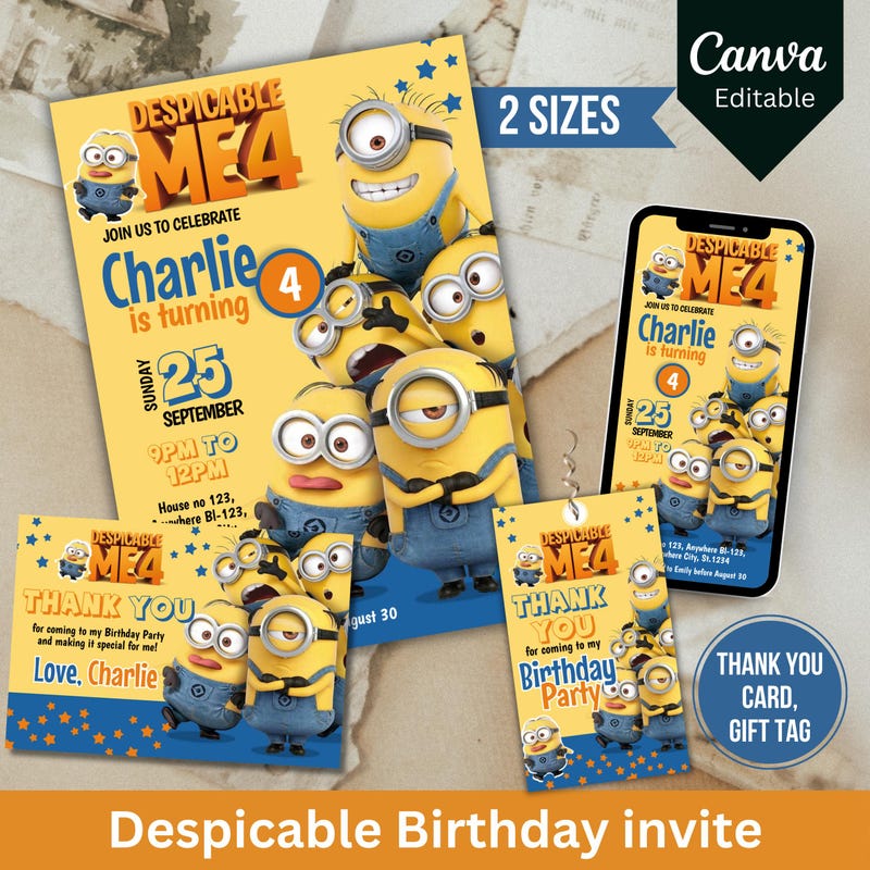 Despicable Me Invite - Etsy