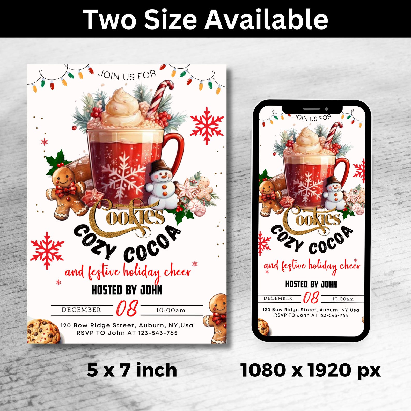 Editable Cookies and Hot Cocoa Party Invitation, Digital Hot Chocolate ...