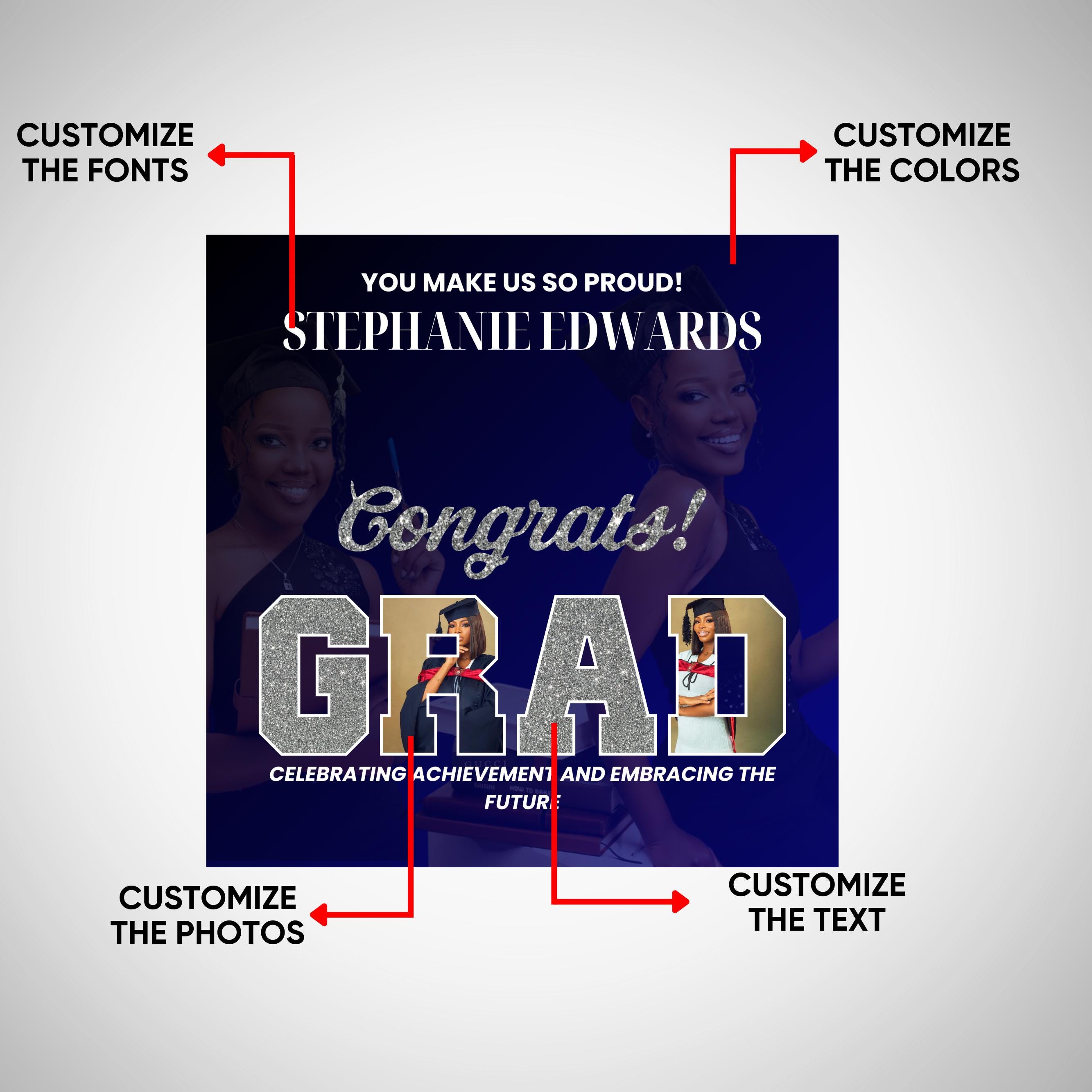 Graduation Template Kit, Graduation Posters, Grad Canva Frame ...