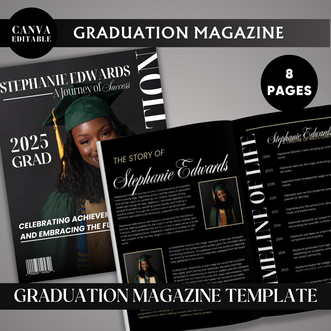Graduation Magazine Template, High School Senior Graduation Magazine ...