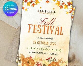 Fall Festival Invitation, Editable Fall Festival Flyer, Church Fall ...