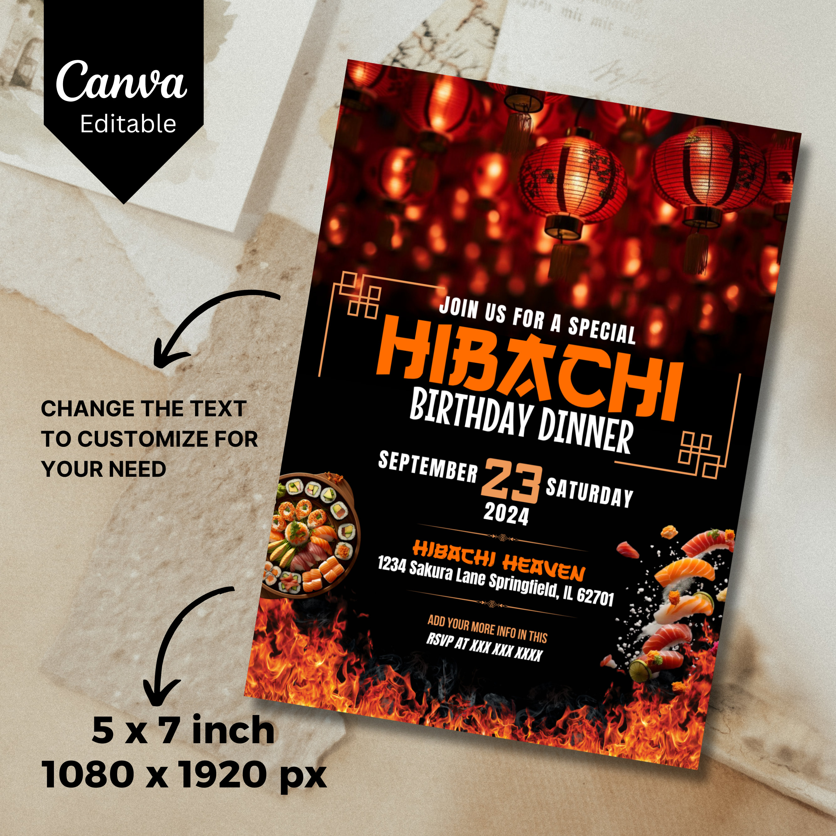Hibachi Birthday Dinner Invitation, Printable Hibachi Party Invite ...