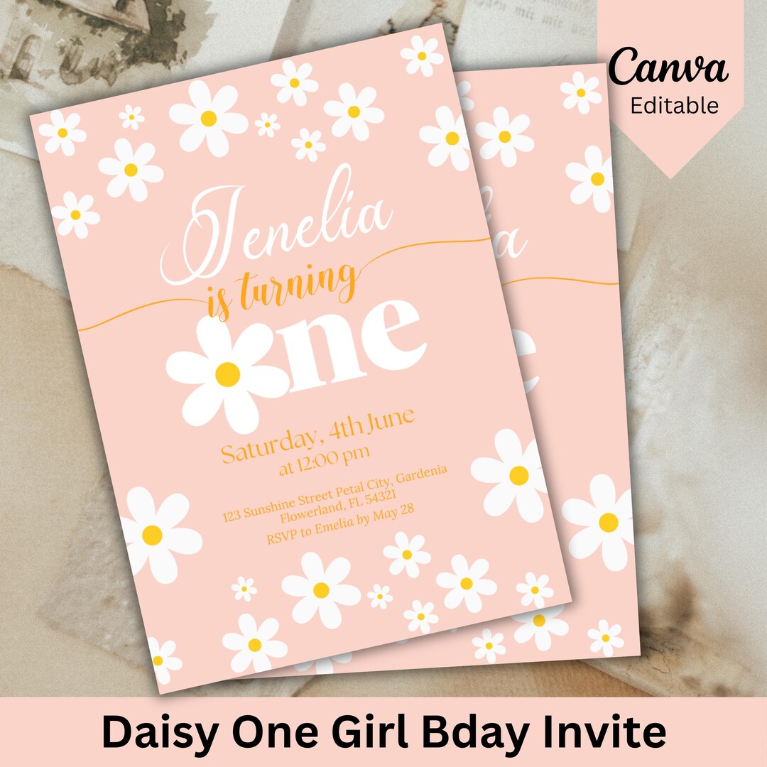 Daisy First Birthday Invitation, Daisy Invitation, Daisy Birthday Theme ...