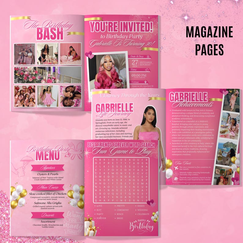 Editable Magazine Birthday Invitation Template, Birthday Magazine Canva ...