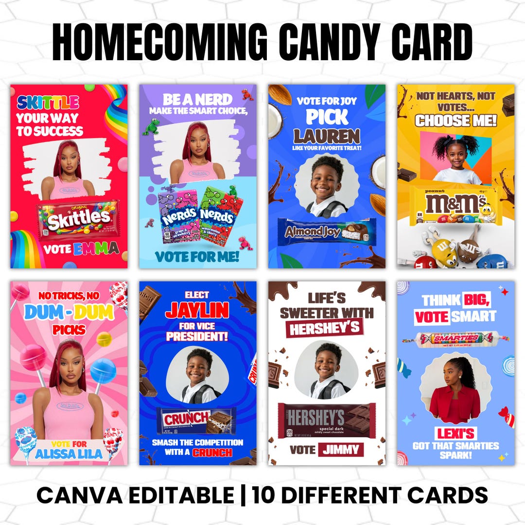 10 Homecoming Candy Card, Homecoming Campaign Candy Tags, Student ...