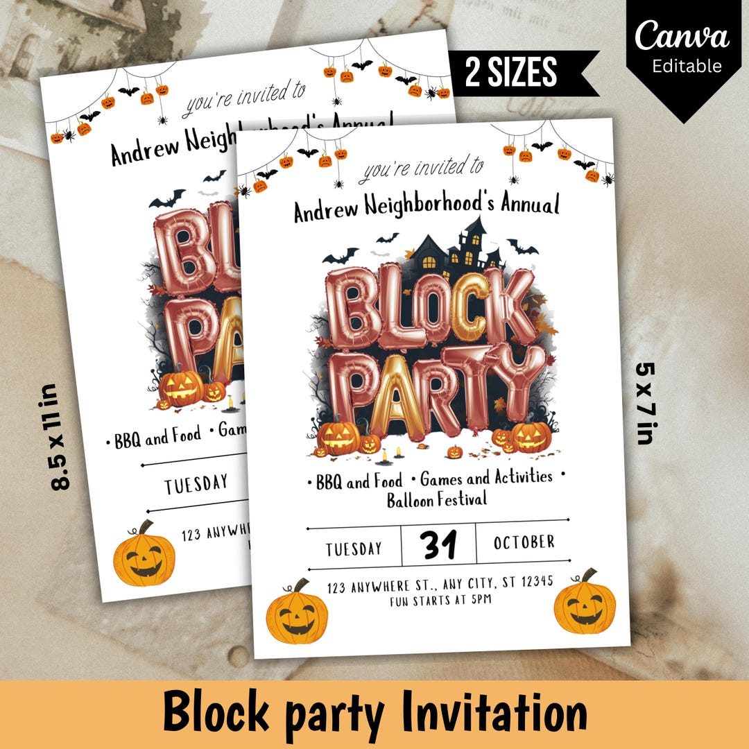 Editable Block Party Template, Block Party Invite, Neighborhood BBQ ...