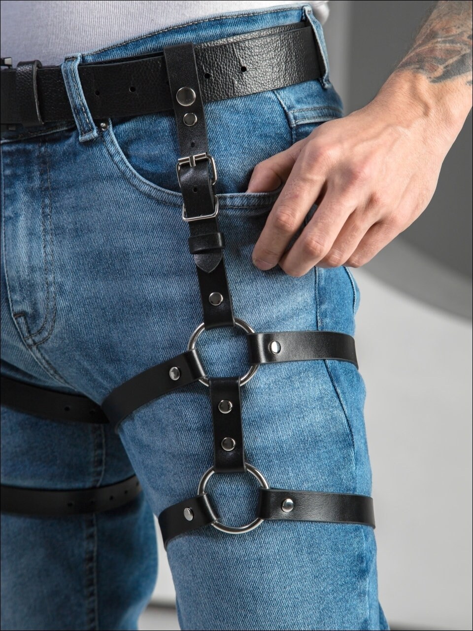 Leg Harness Men, Harness Belt for Men, Adjustable Leg Suspender, Pants ...