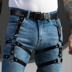 Leg Harness Men, Harness Belt for Men, Adjustable Leg Suspender, Pants ...