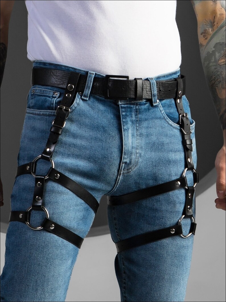 Leg Harness Men, Harness Belt for Men, Adjustable Leg Suspender, Pants ...