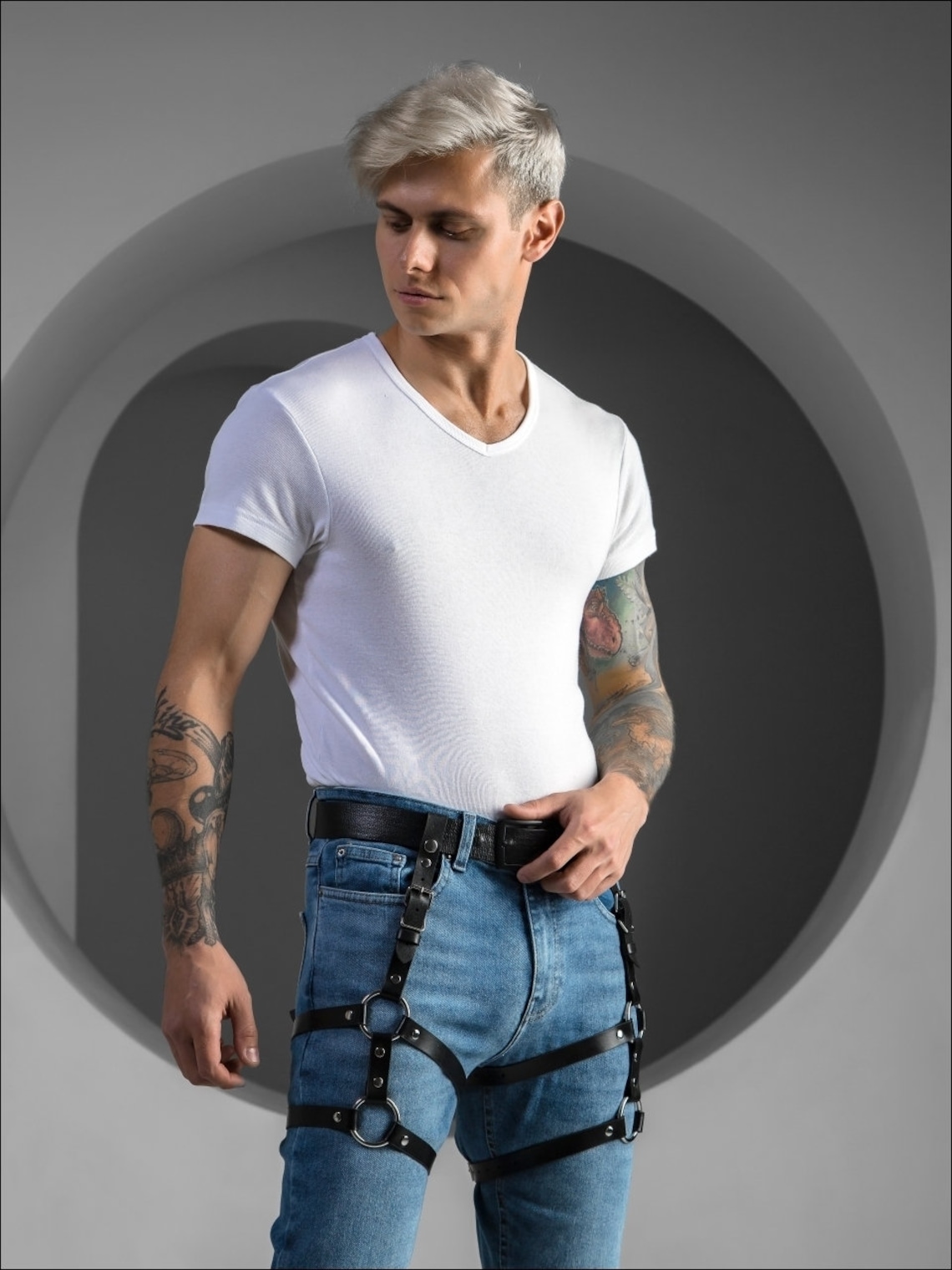 Leg Harness Men, Harness Belt for Men, Adjustable Leg Suspender, Pants ...