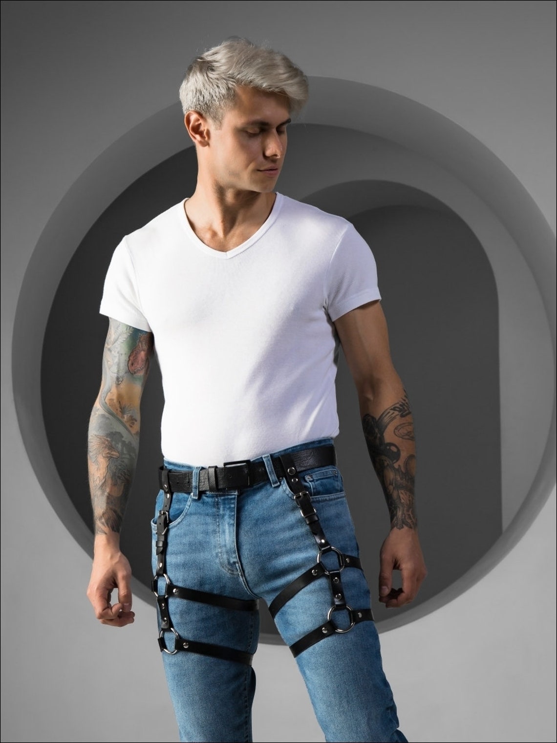 Leg Harness Men, Harness Belt for Men, Adjustable Leg Suspender, Pants ...