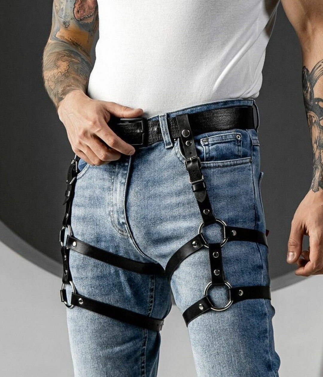 Leg Harness Men, Harness Belt for Men, Adjustable Leg Suspender, Pants ...