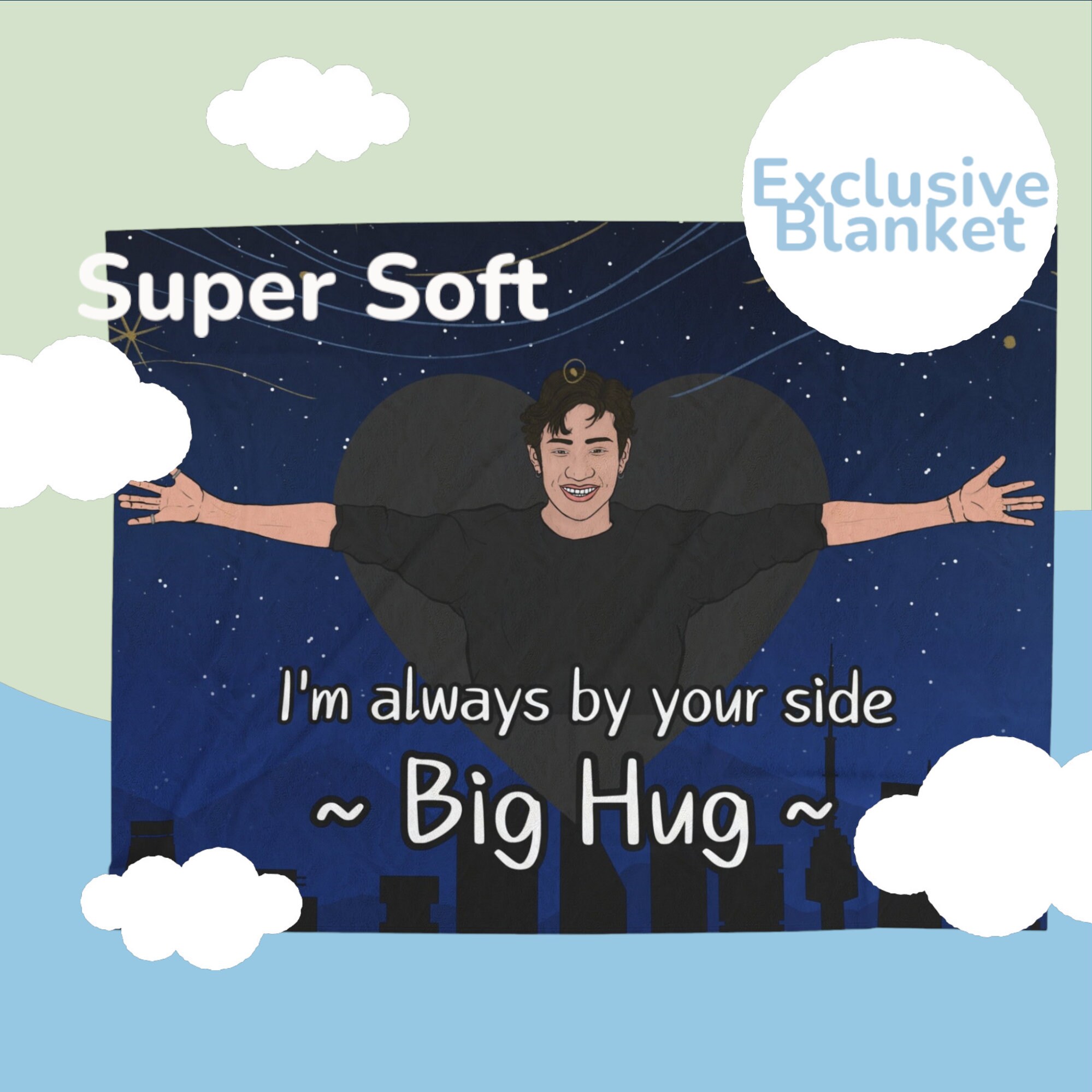Channie Big Hug Hand-drawn Plush Blanket, Stray Kids, SKZ, Cozy Embrace ...