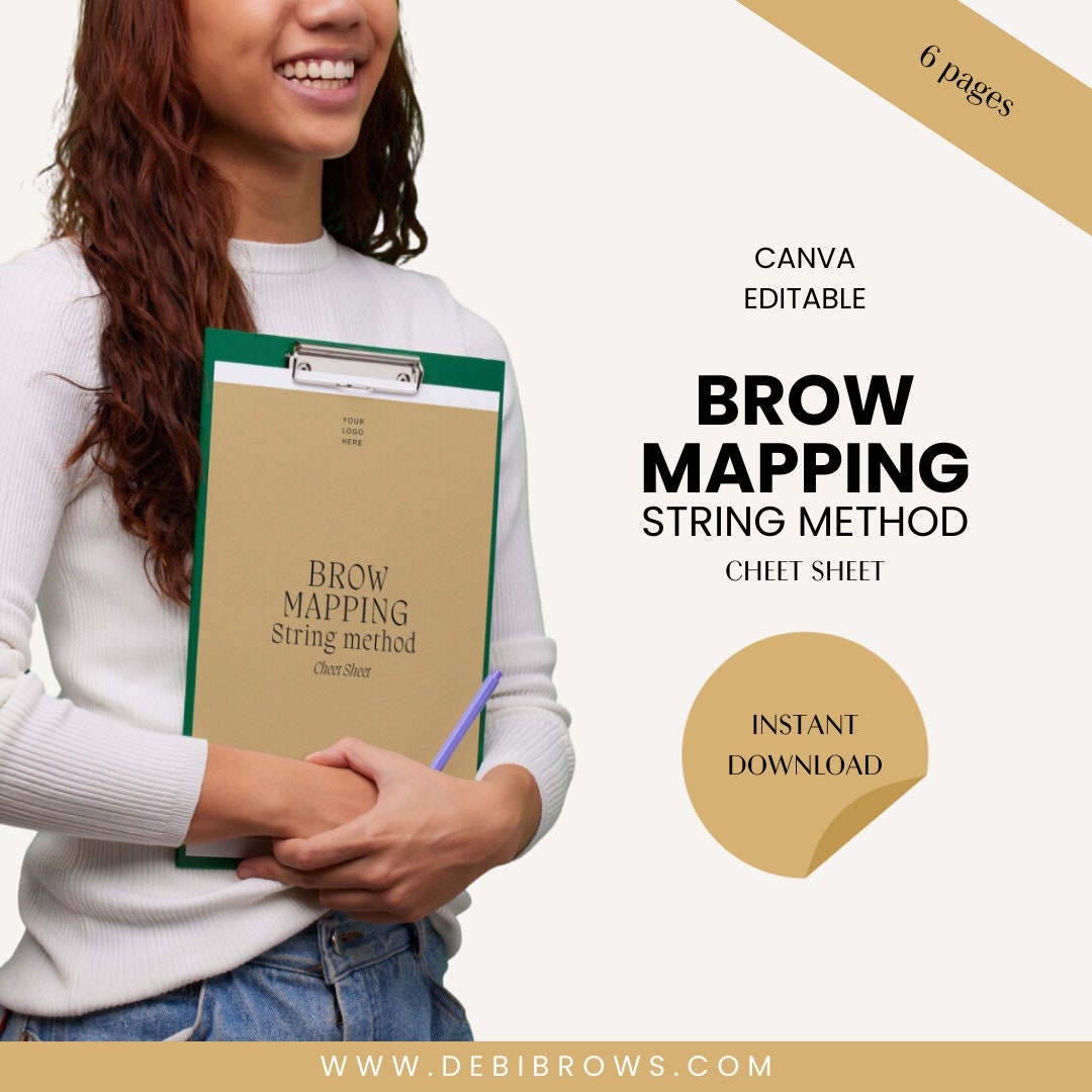 Brow Mapping Cheat Sheet, String Method for Brow Artists, 6-page ...