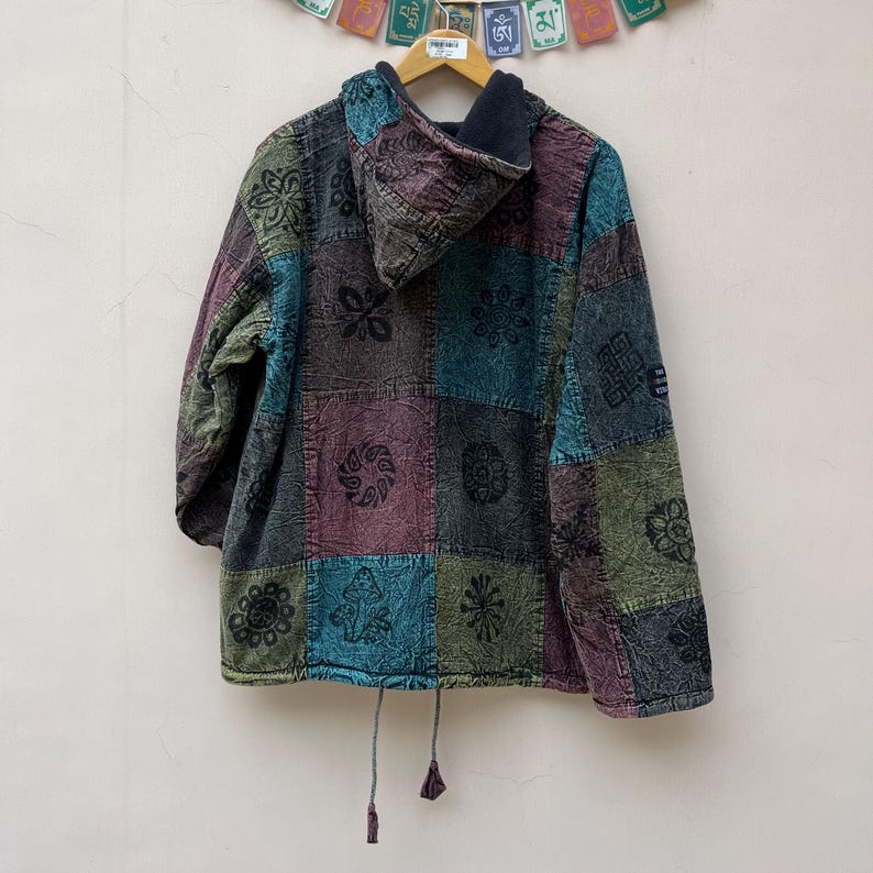 Handmade Nepalese Boho Jacket, Multicolour Handwoven Wool Fleece Coat ...