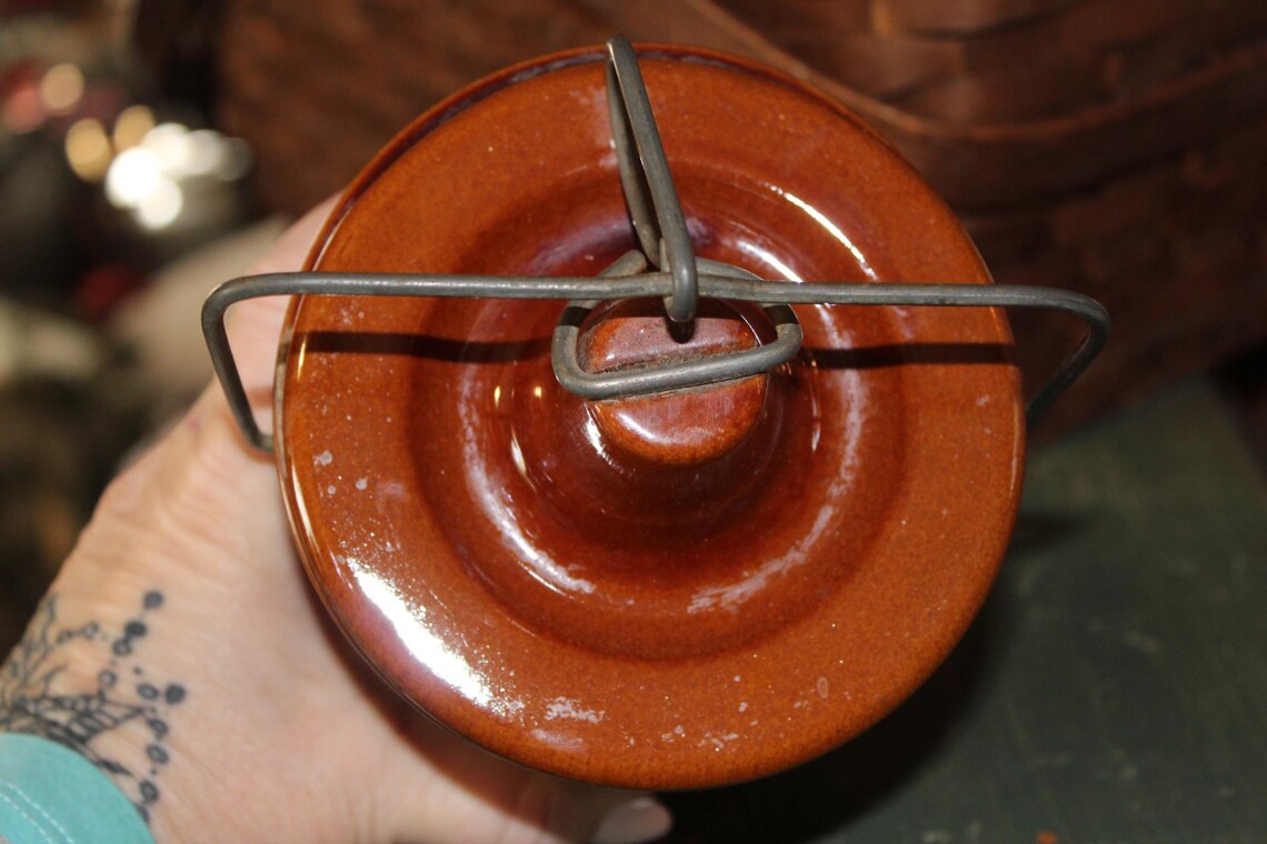 Vintage Figi's Cheese Crock: 1988 Christmas Stoneware Jar With Wire ...