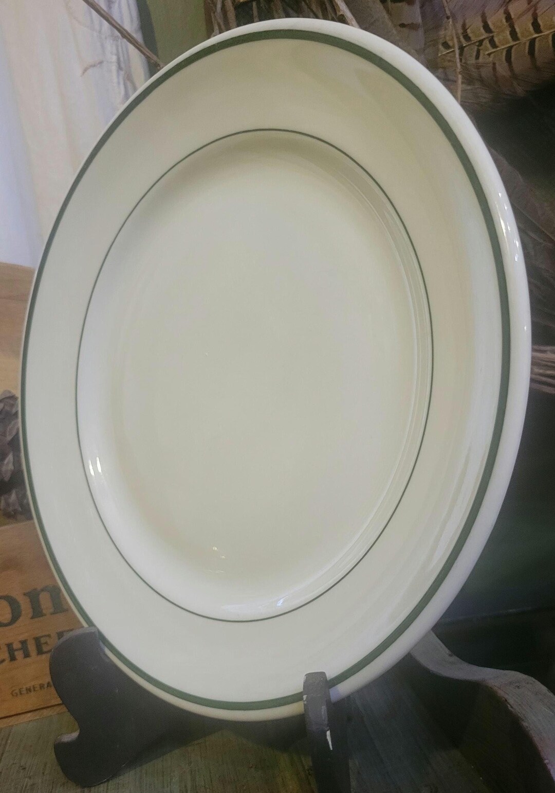 Shenango China Plates – Set of 4 Vintage Restaurant Ware, Green Stripe ...