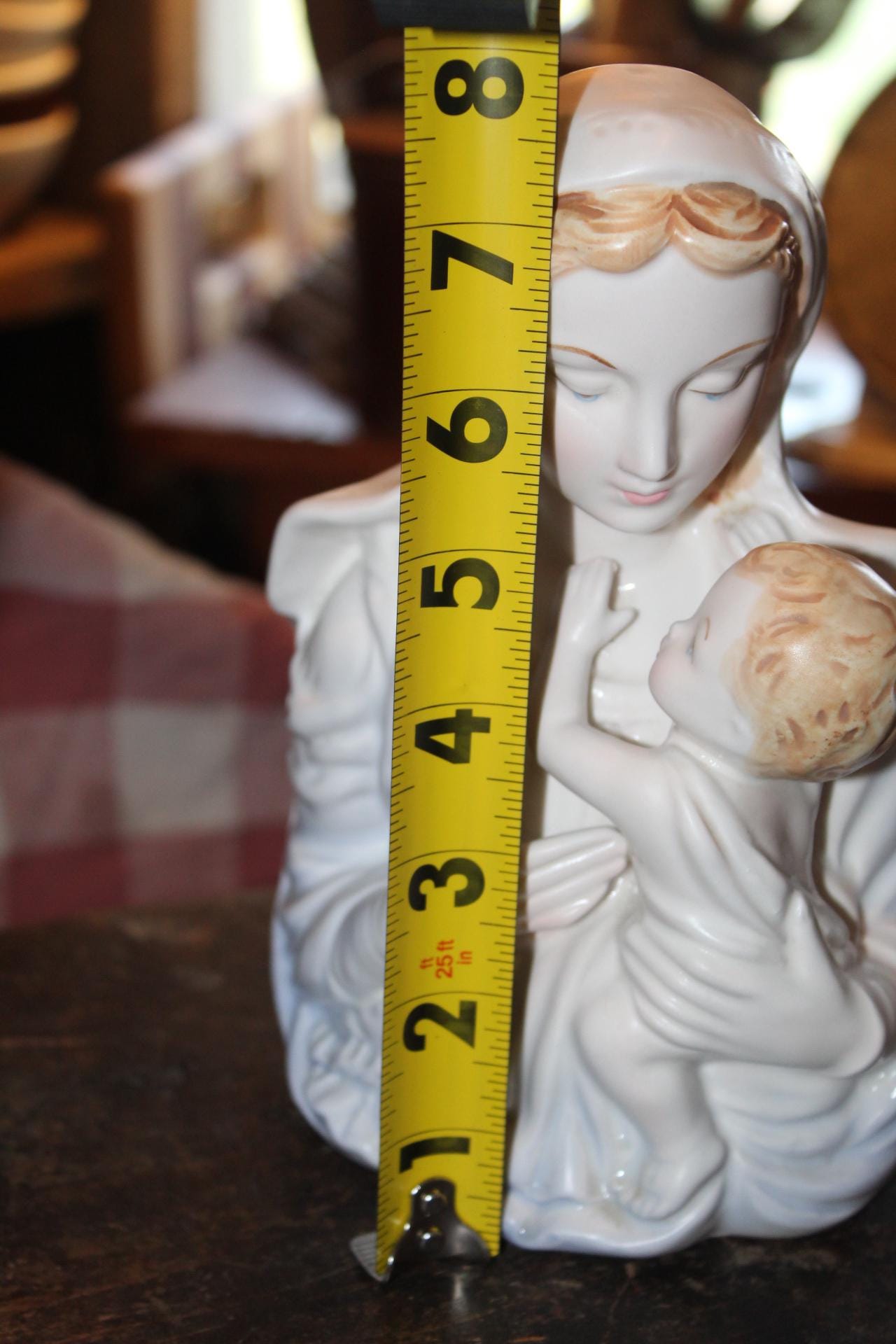 Vintage Virgin Mary W/baby Jesus Head Vase, Planter, Japan Foil Sticker ...
