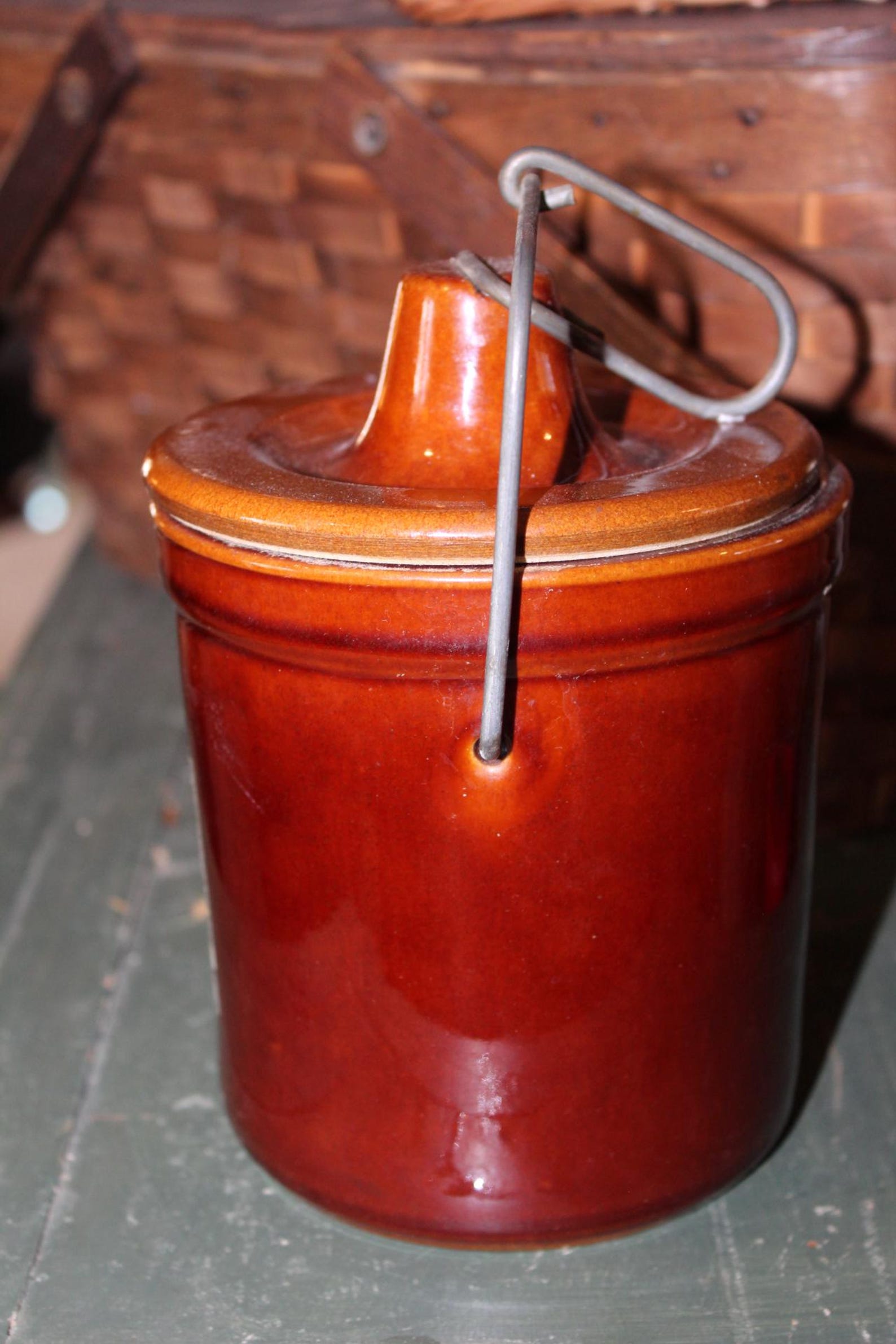 Vintage Figi's Cheese Crock: 1988 Christmas Stoneware Jar With Wire ...
