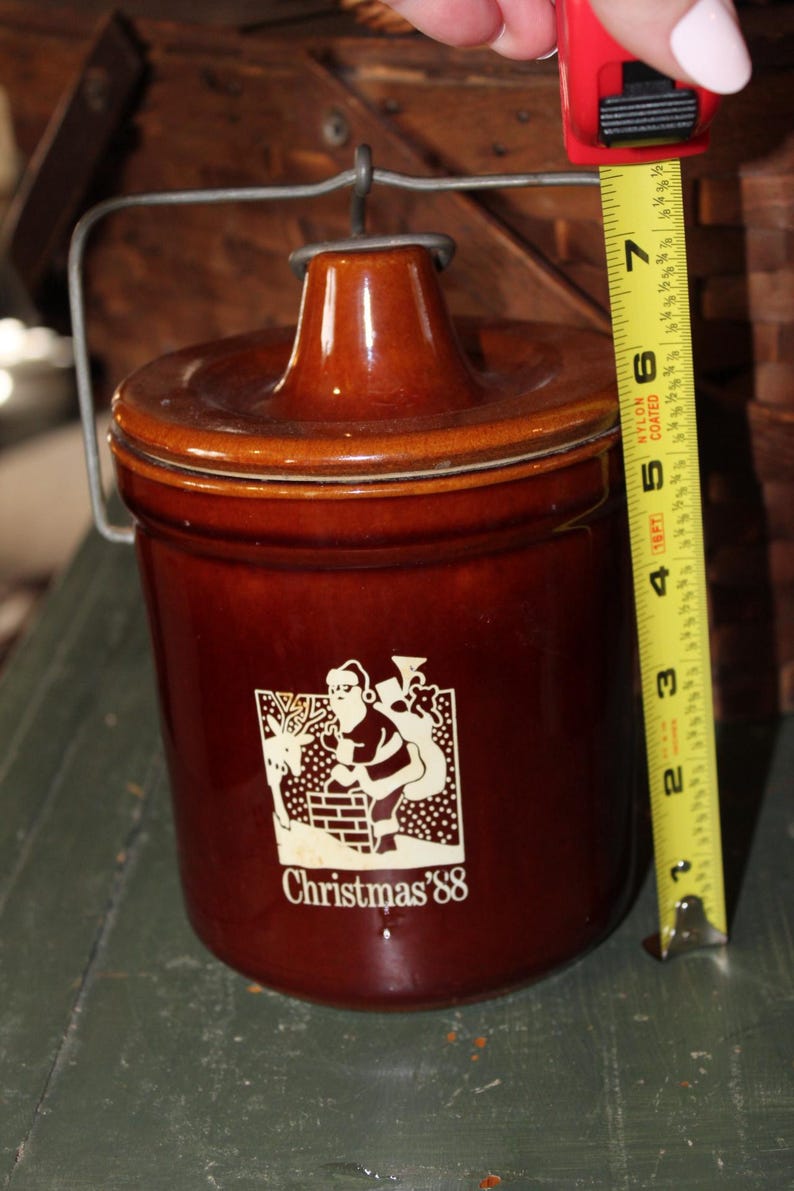 Vintage Figi's Cheese Crock: 1988 Christmas Stoneware Jar With Wire ...