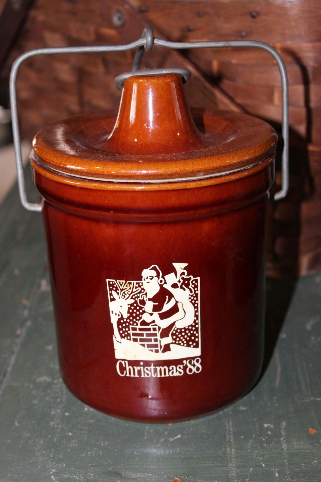 Vintage Figi's Cheese Crock: 1988 Christmas Stoneware Jar With Wire ...