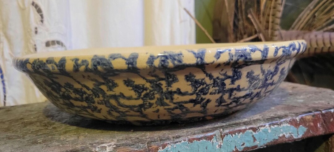 Vintage Robinson Ransbottom Spongeware Pasta Bowl 12" Diameter ...