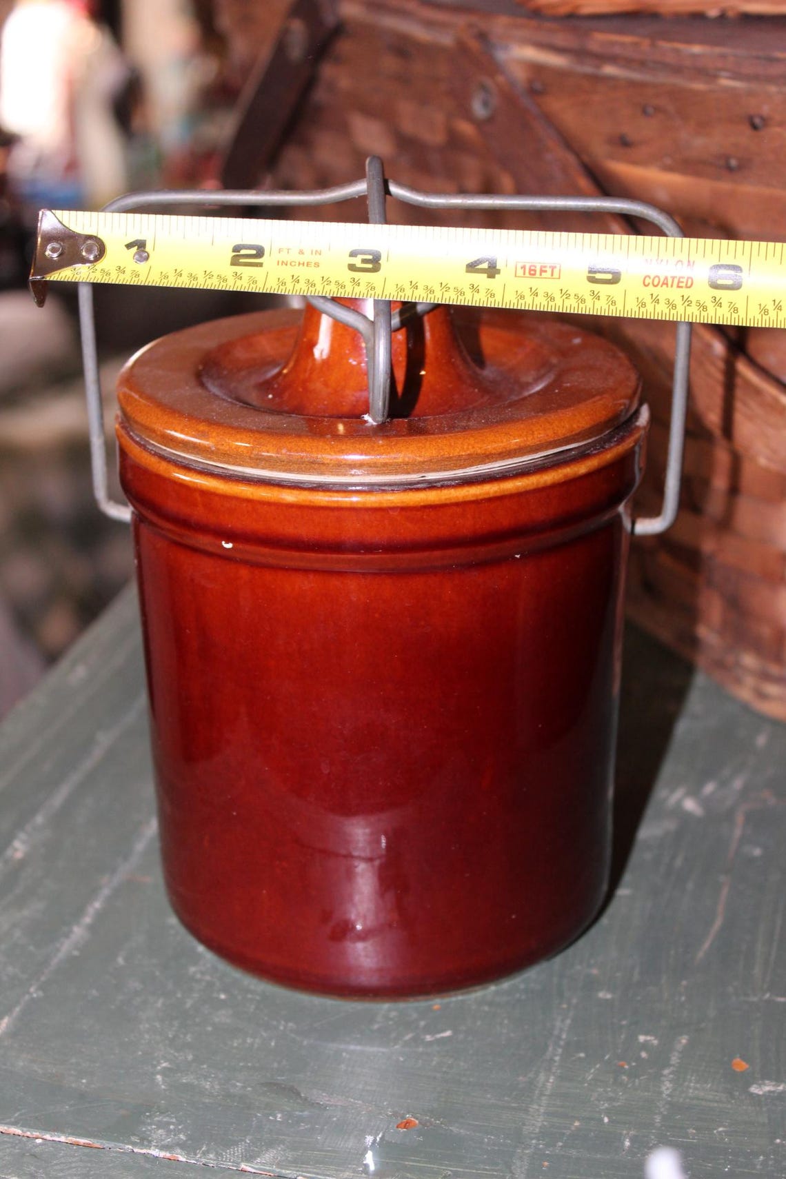 Vintage Figi's Cheese Crock: 1988 Christmas Stoneware Jar With Wire ...