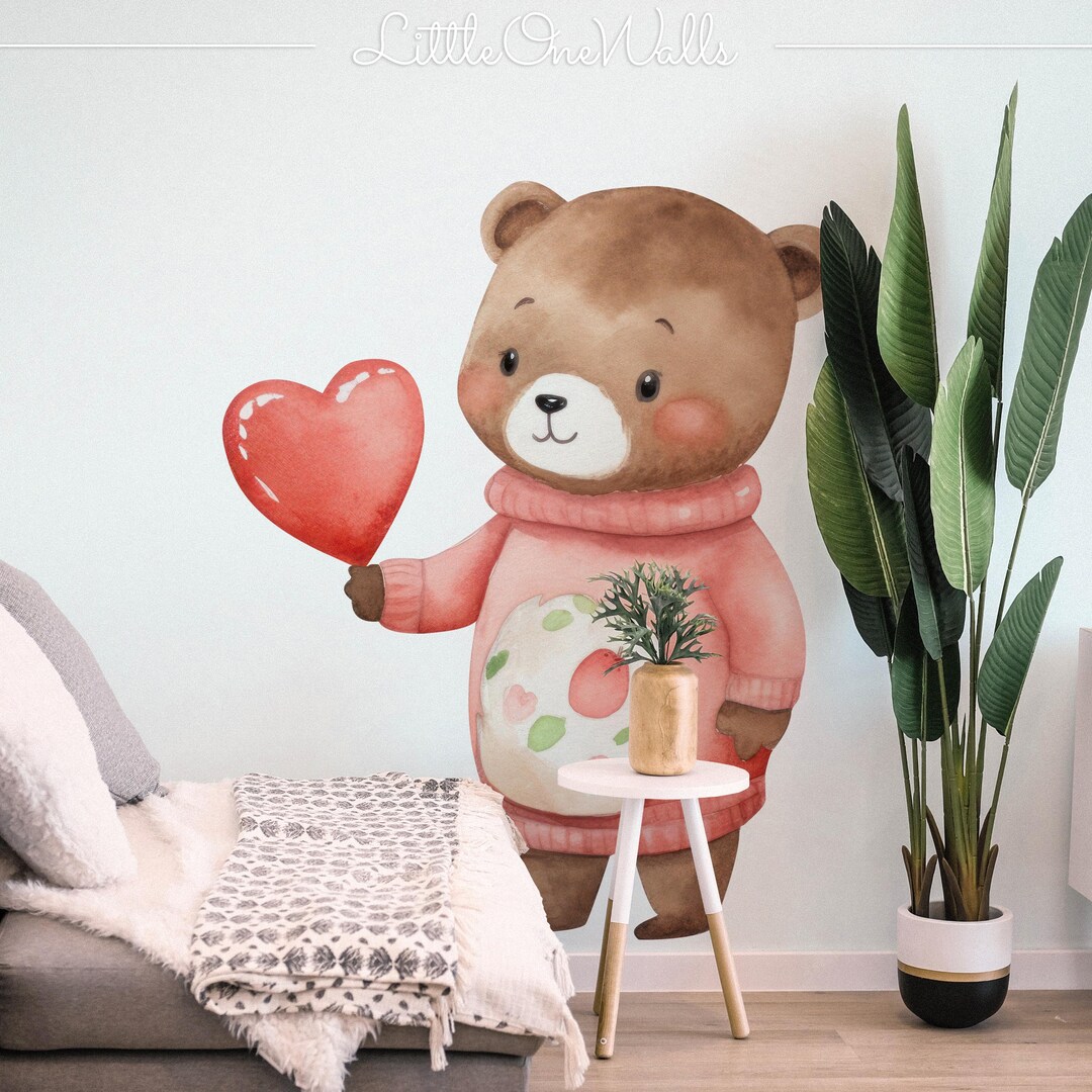 Cute Teddy Bear Sticker, Playroom Wall Decor, Removable Wall Stickers ...