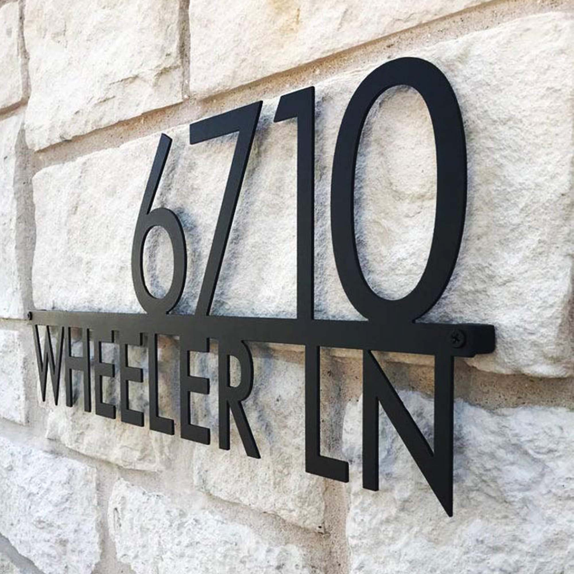 Custom Modern House Numbers Sign Metal Address Plaque Front Porch Sign ...