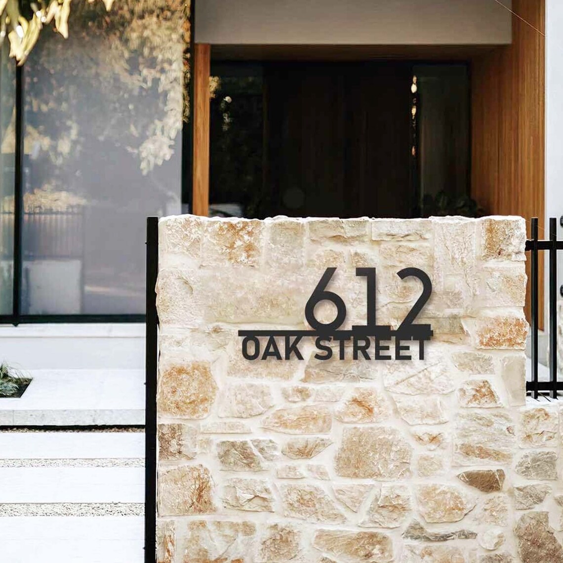 Custom Modern House Numbers Sign Metal Address Plaque Front Porch Sign ...