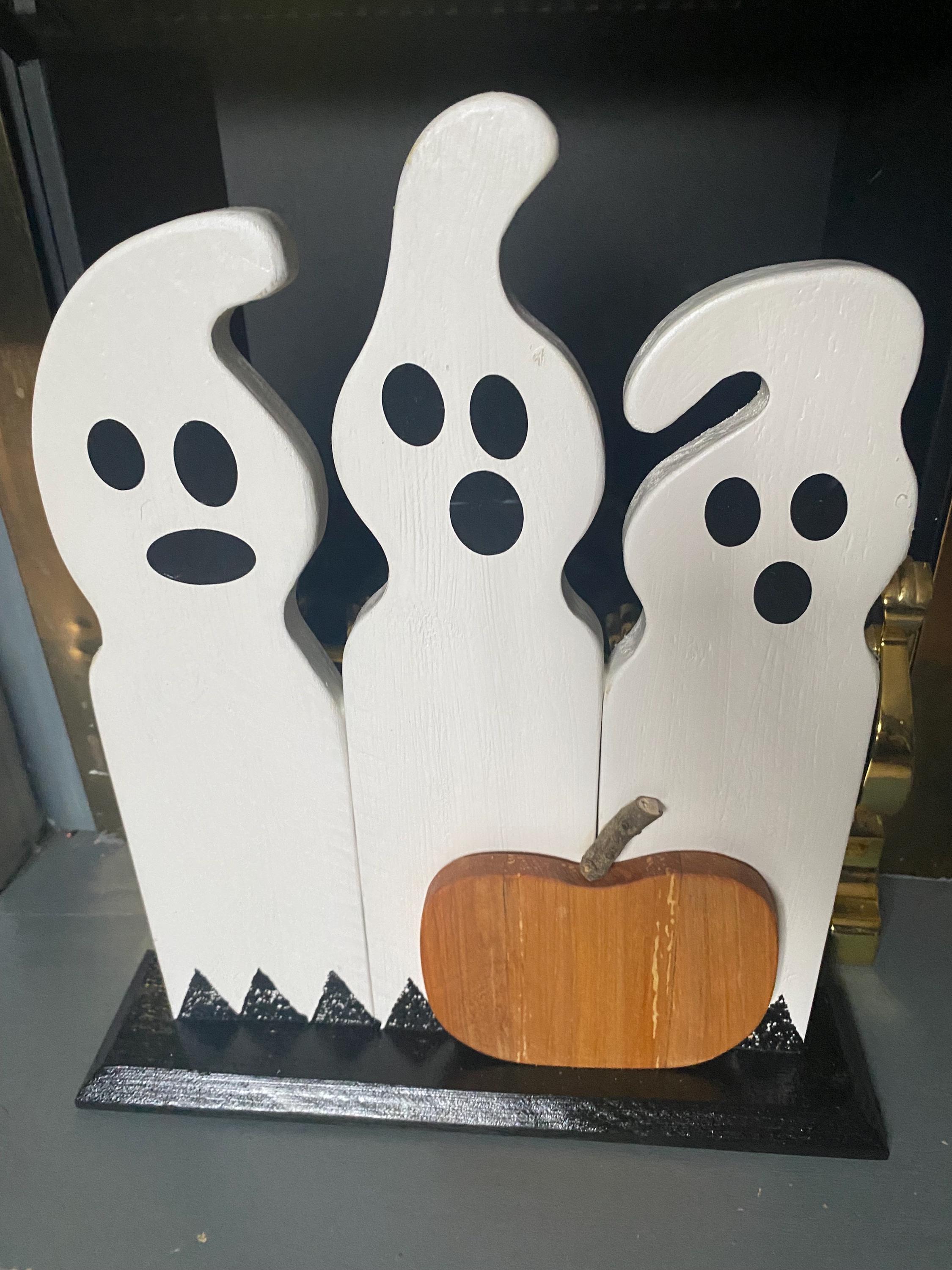 Halloween Wooden Ghost With Pumpkin - Etsy