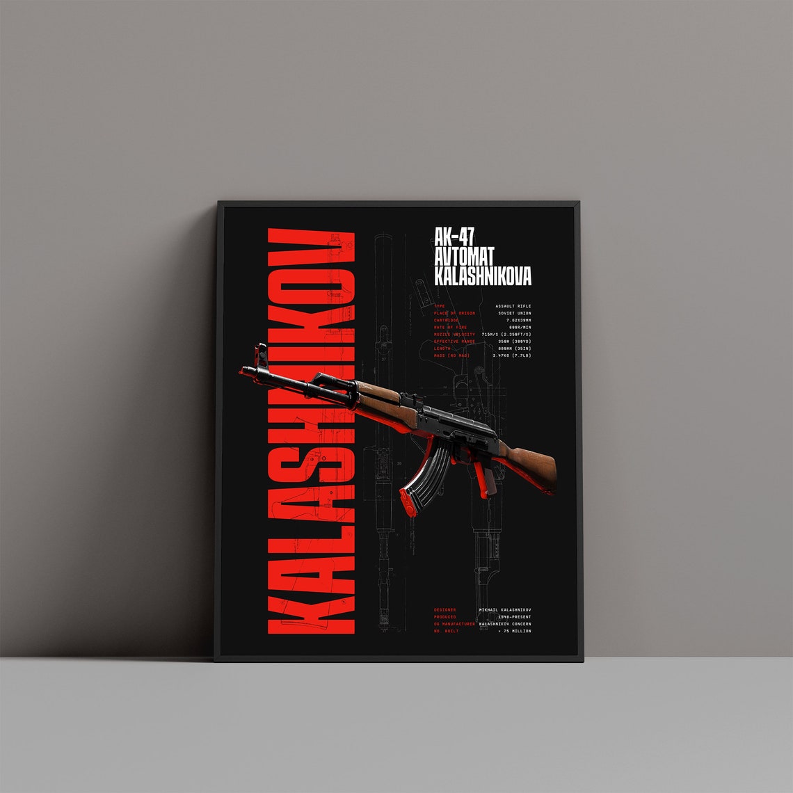 AK-47 Poster Kalashnikov Rifle Printable AK 47 Poster Featuring ...