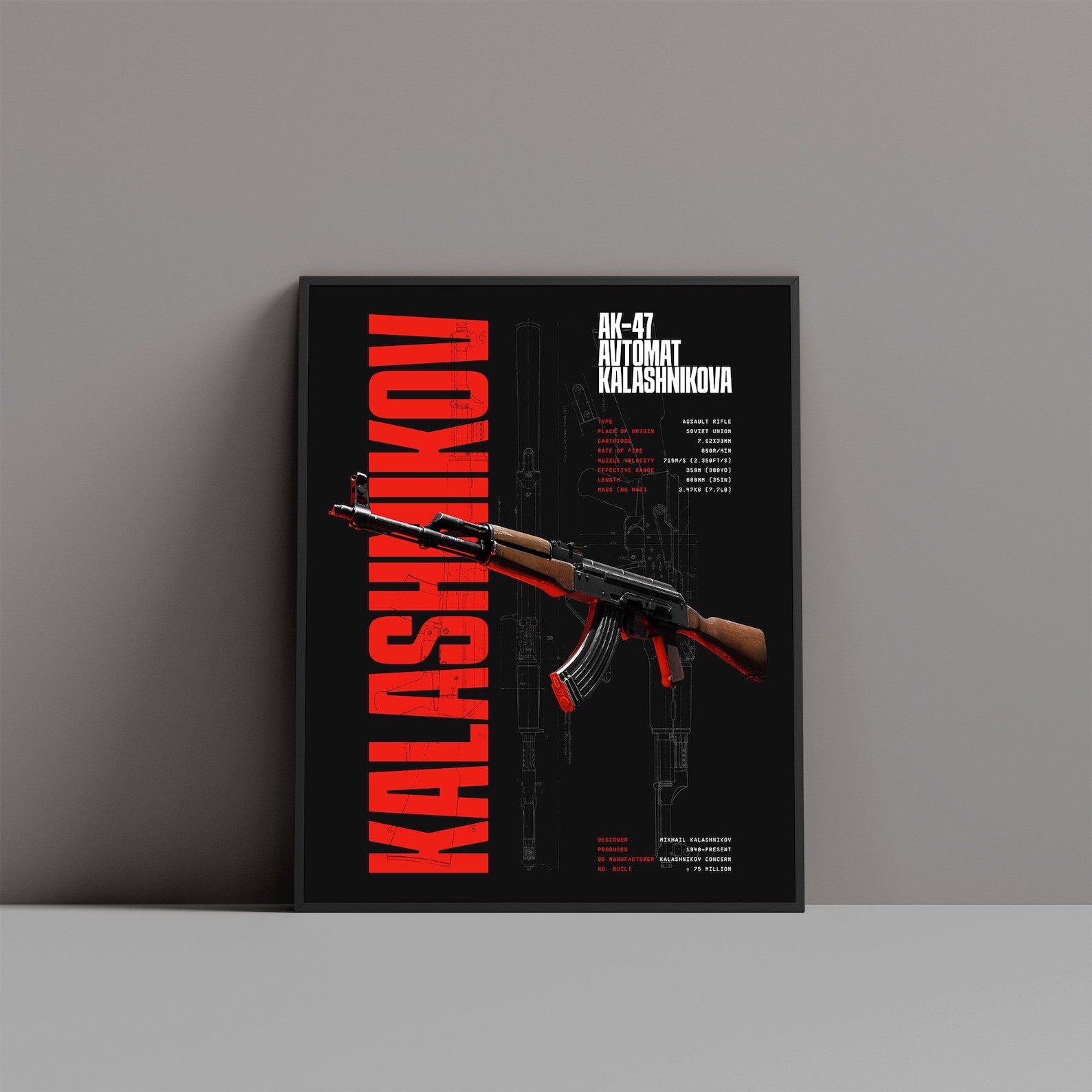 AK-47 Poster Kalashnikov Rifle Printable AK 47 Poster Featuring ...