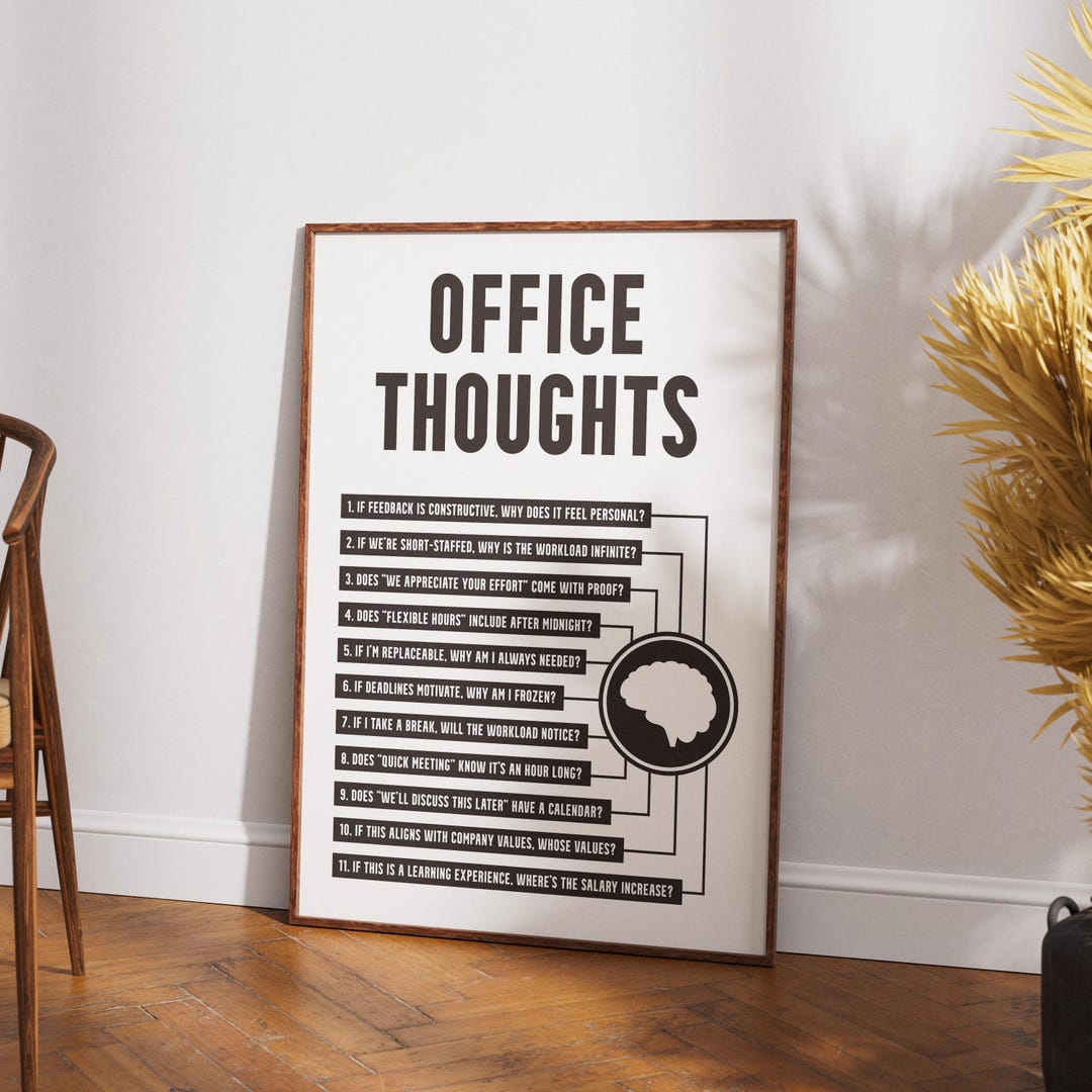 Funny Office Thoughts Art Print, Sarcastic Corporate Humor, Digital ...