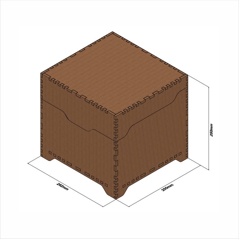 Hinged Lid Storage Box SVG Wood PNG Laser Cut File CNC Template File ...