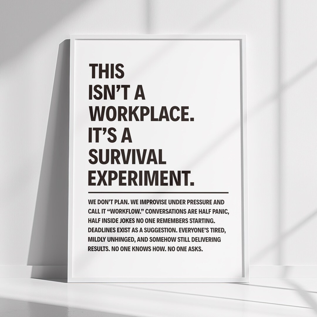 Survival Experiment Workplace Wall Art, Office Prints, Printable, Decor ...