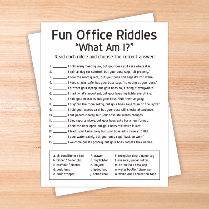 Printable Icebreaker Team Building Office Fun Riddle Party Game ...